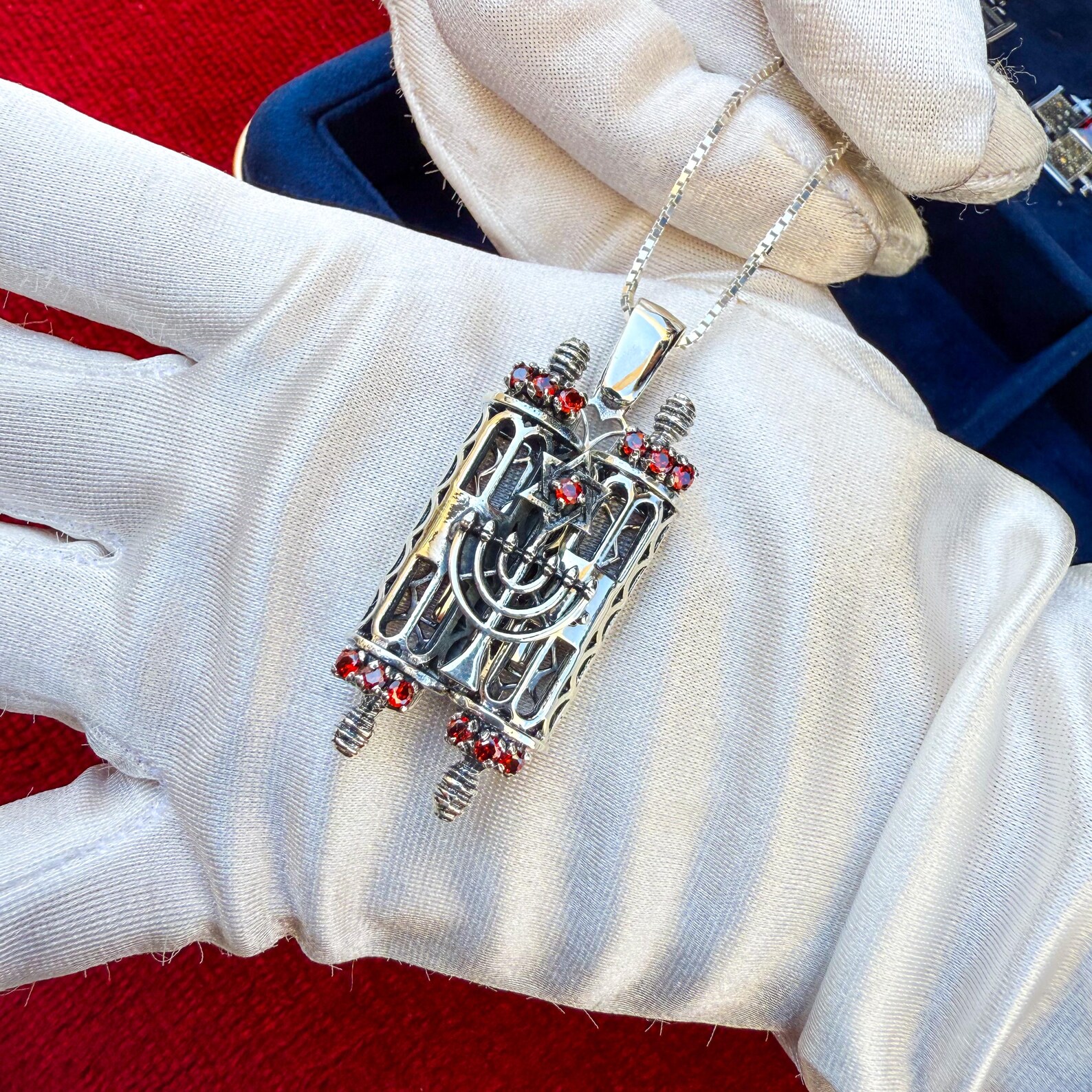 Sterling Silver Torah Scroll Pendant | Opens to Reveal Ten Commandments ...