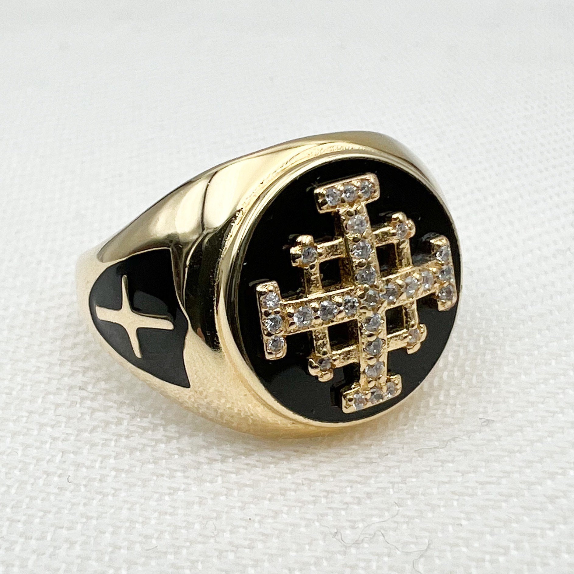 Jerusalem Cross Mens Ring Silver 925 Gold Plated With - Etsy