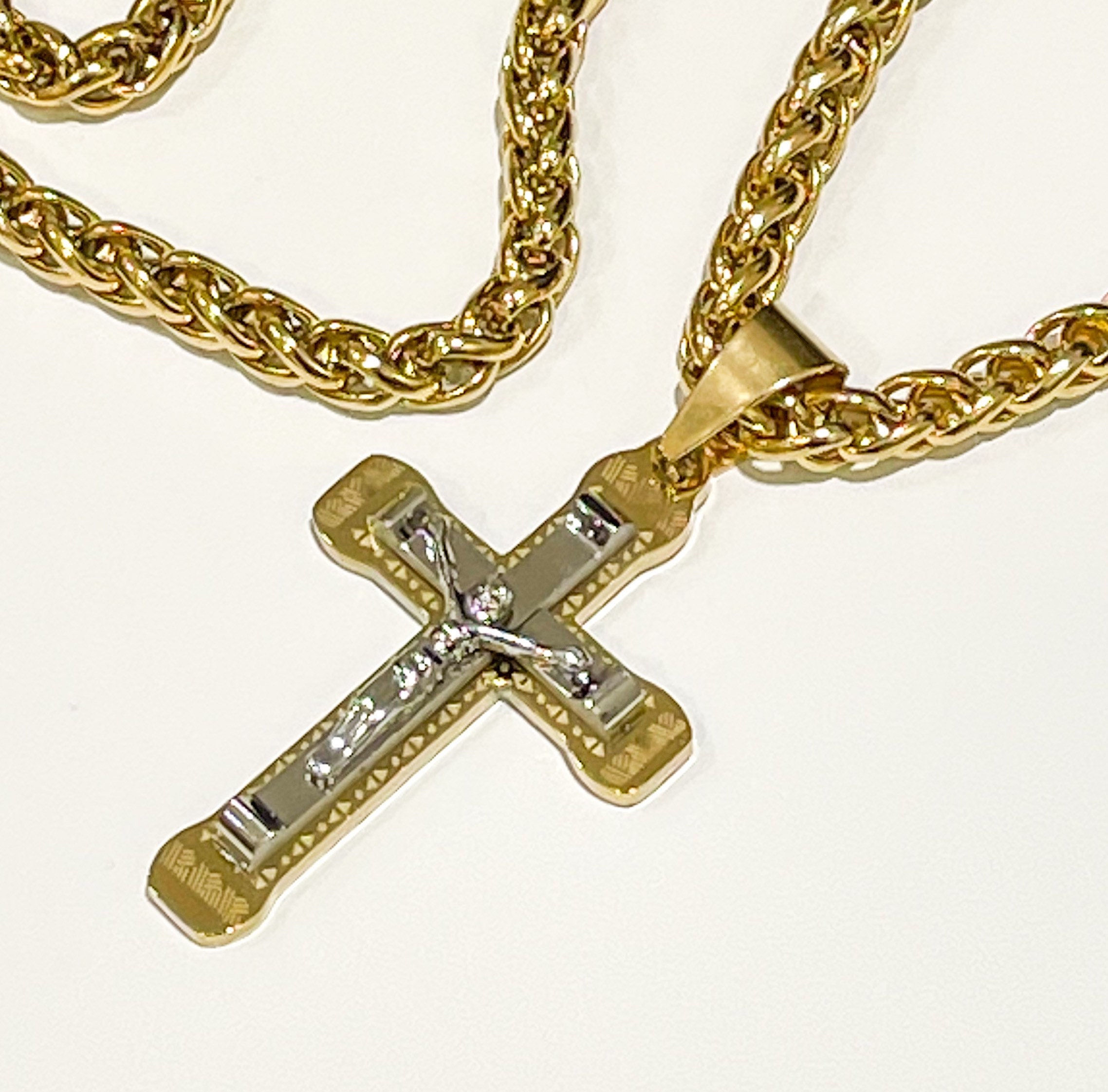 Crucifix Necklace / Jesus on the Cross With Huge Chain - Etsy
