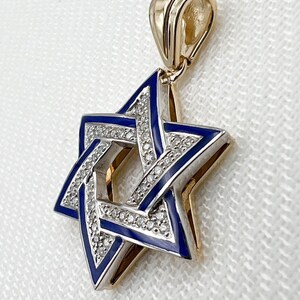 David Star Pendant 14k Gold & 48 Diamonds 0.32ct - Etsy