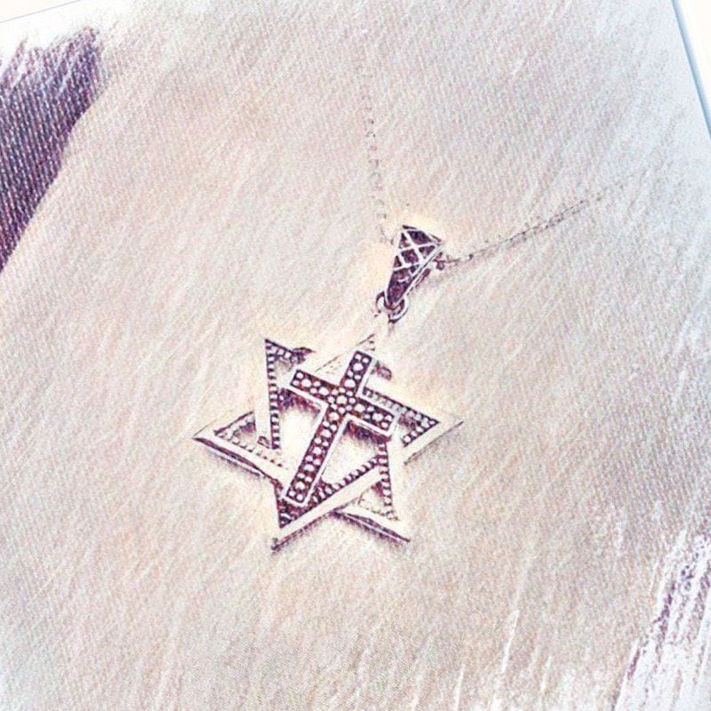Elegant Messianic Star of David Cross Pendant | Dazzling Zircons ...