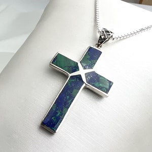 King Solomon Cross / Eilat Stone Cross Pendant silver 925 Size: 1.25X0 ...