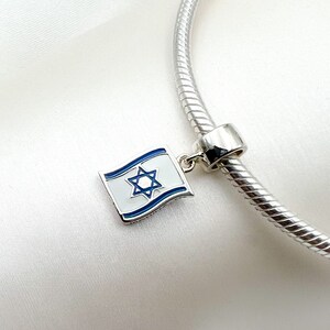 Israeli Flag Enamel Silver 925 Charm - Perfect for Pandora Charm ...