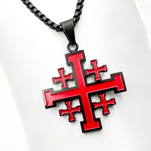 The Jerusalem Cross Stainless Steel & Enamel Chain Red Color. - Etsy