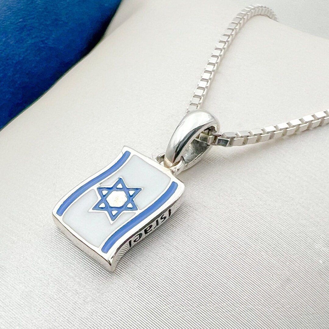 Elegant Sterling Silver 925 Israel Flag Pendant With Matching Chain ...