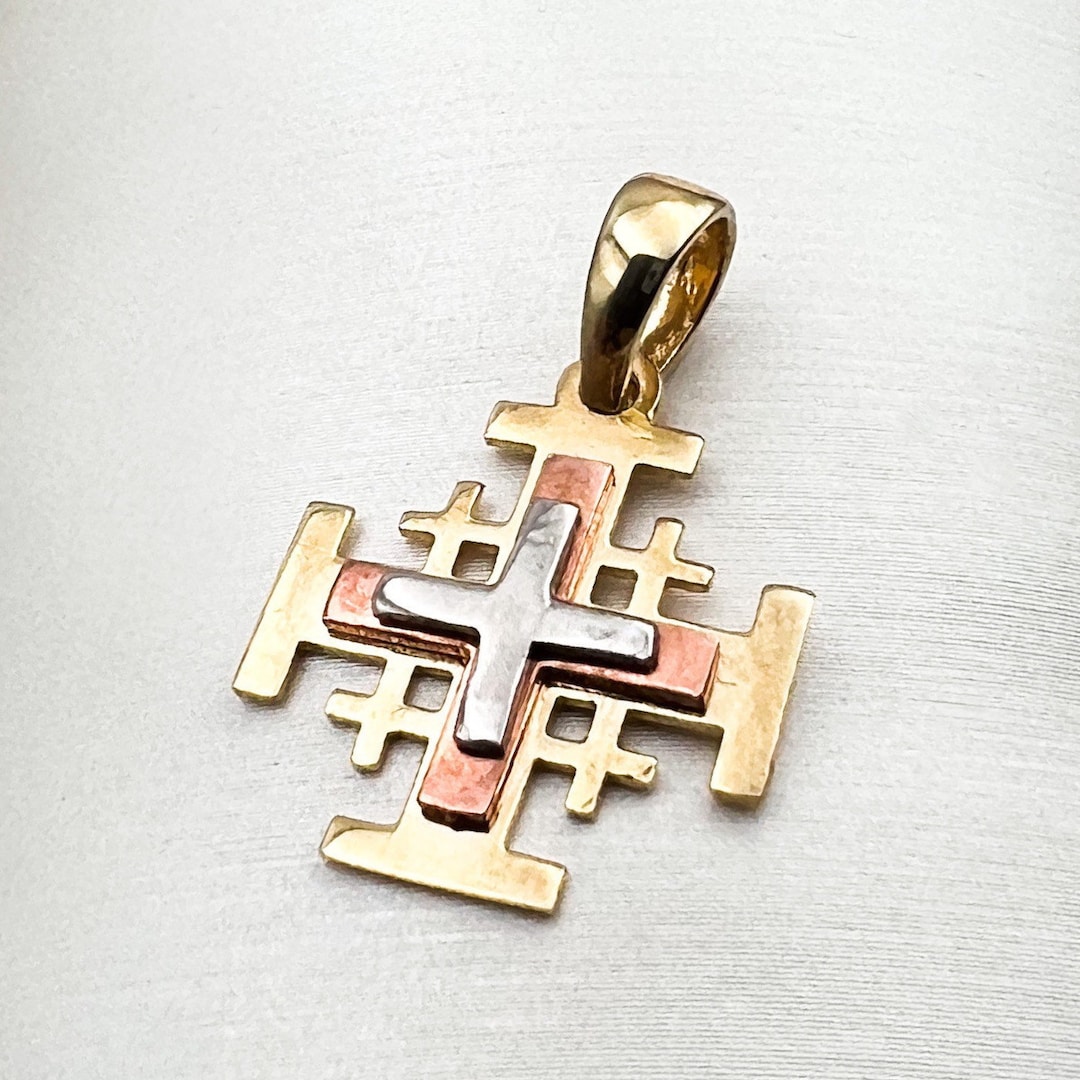 Jerusalem Cross Silver 925 & Gold Plated - Etsy