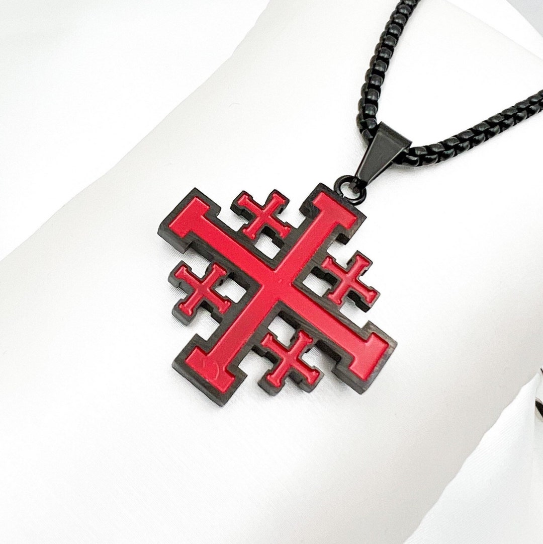 The Jerusalem Cross Stainless Steel & Enamel Chain Red Color. - Etsy