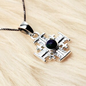 King Solomon Jerusalem Cross / Eilat Stone Jerusalem Cross Pendant With ...