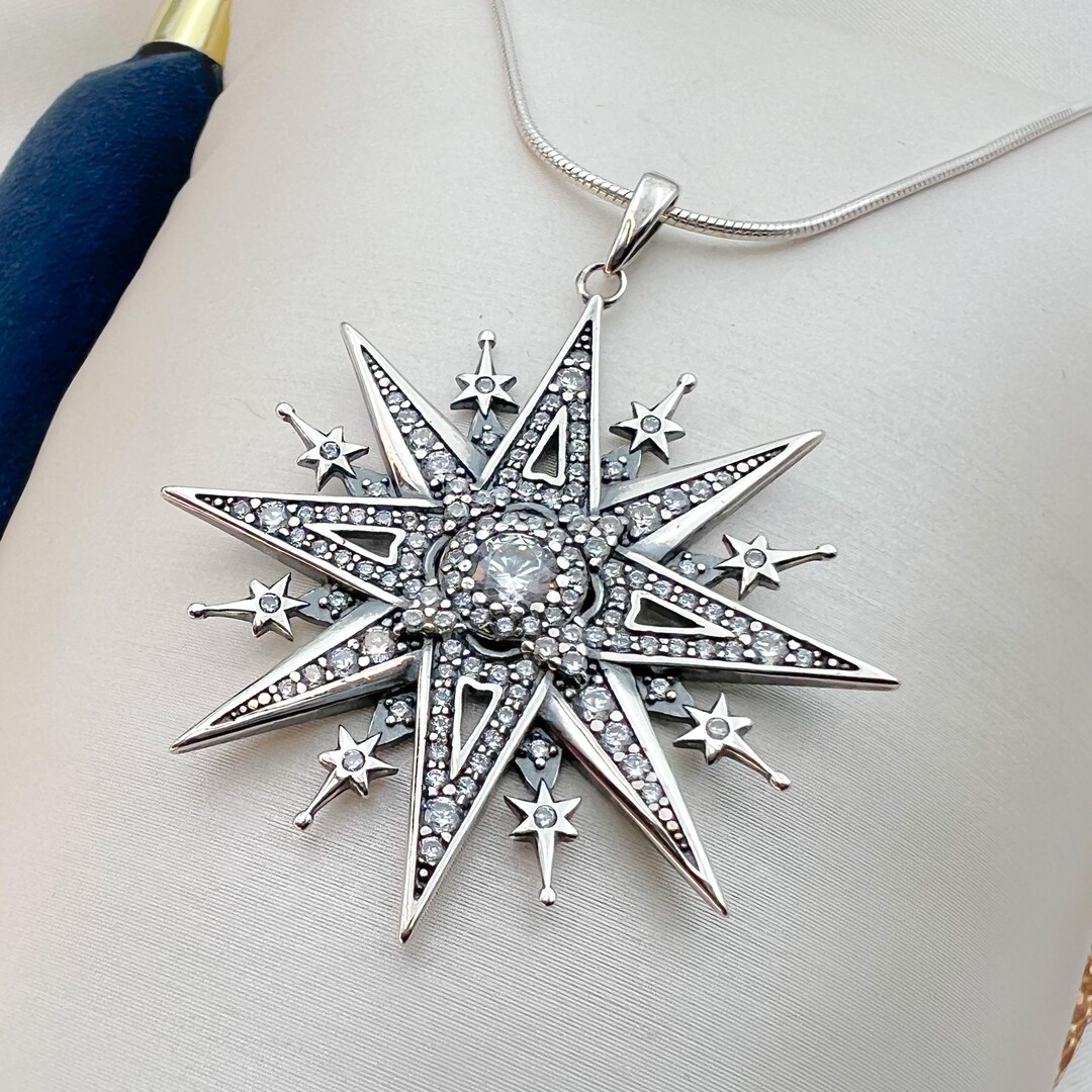 Artisan Star of Bethlehem/north Pendant - Big Size 925 Silver Adorned ...