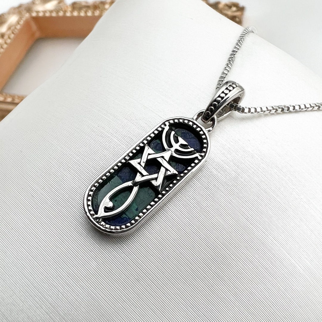 King Salomon Stone Grafted in Pendant silver 925 Chain - Etsy