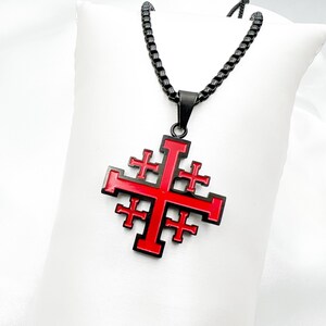 The Jerusalem Cross Stainless Steel & Enamel Chain Red Color. - Etsy