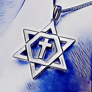 Messianic Star of David With Cross Pendant | Includes Silver 925 Chain ...