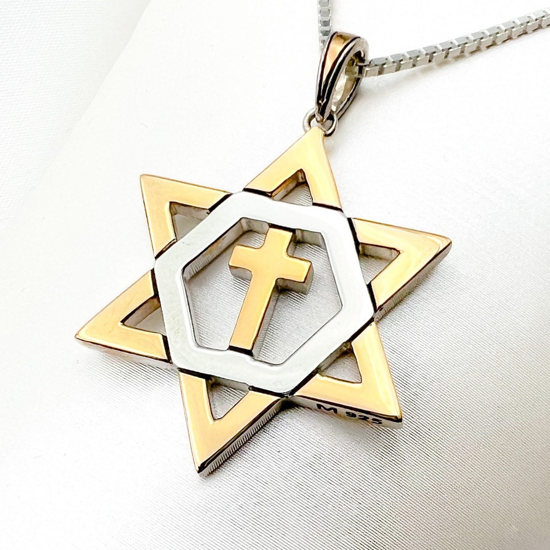 Messianic Star of David With Cross Pendant | Includes Silver 925 Chain ...