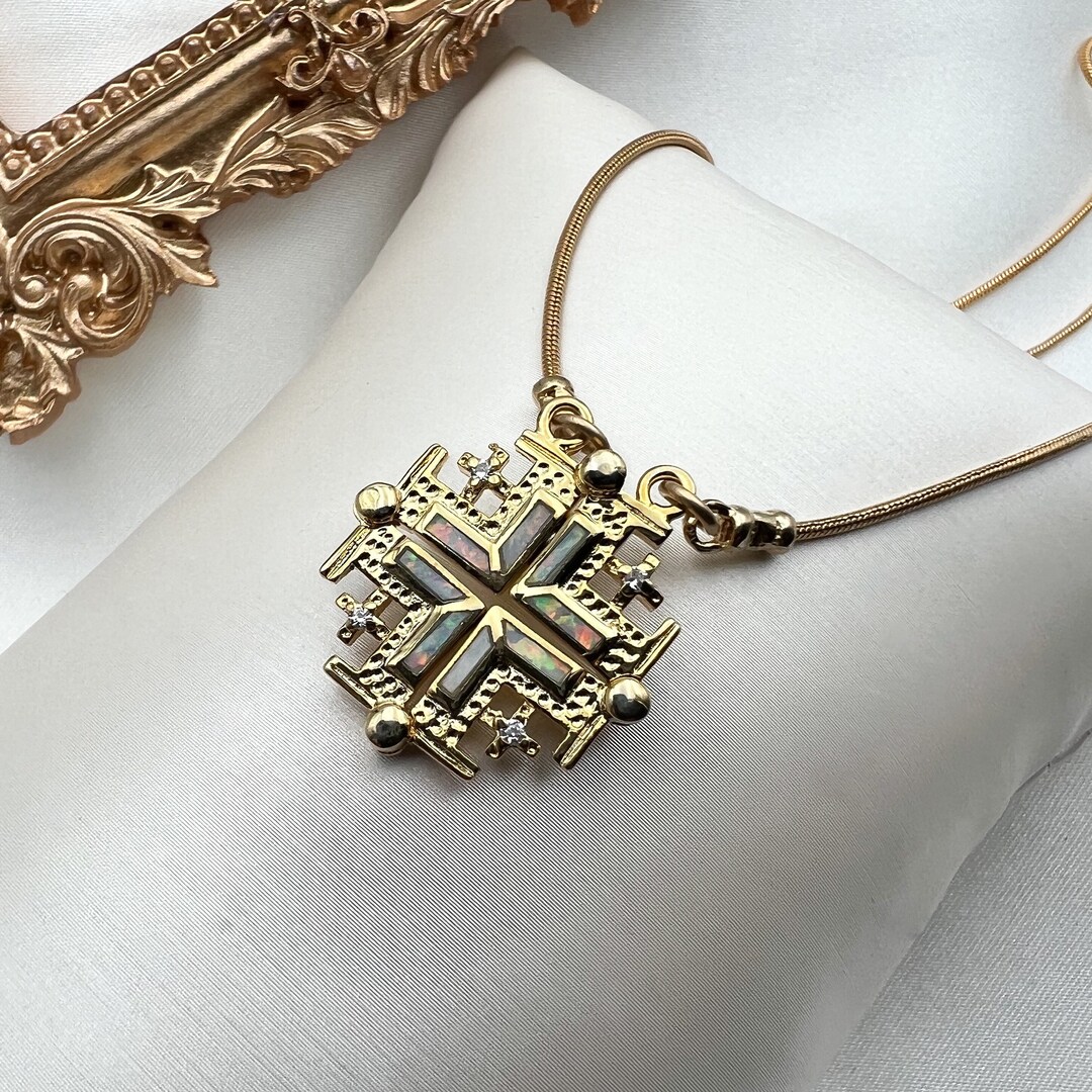Enchanting Jerusalem Cross: Sterling Silver 925 + Gold Opening Pendant ...
