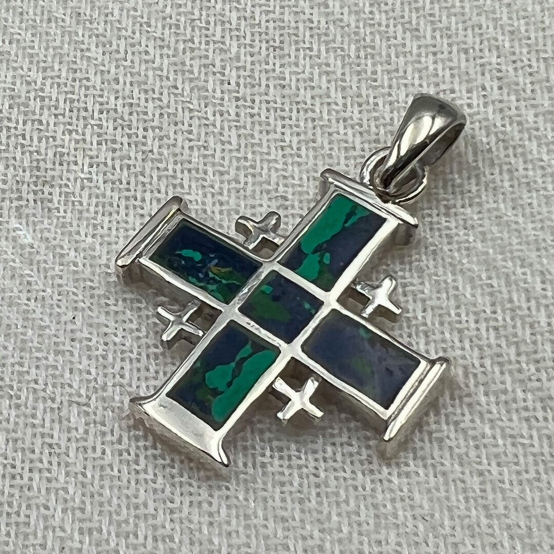 King Solomon Jerusalem Cross / Eilat Stone Jerusalem Cross Pendant ...