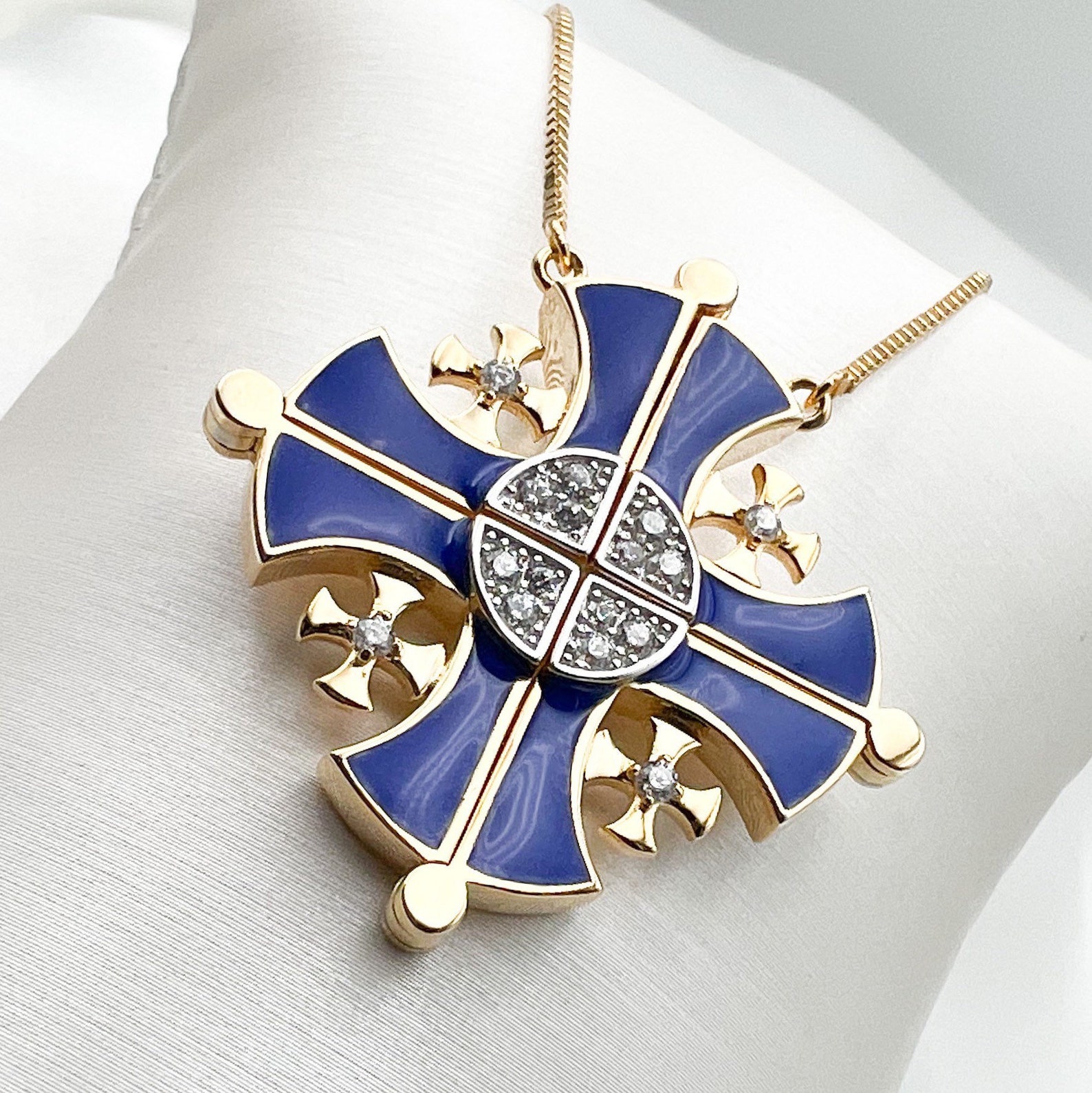 Jerusalem Cross Necklace | 2-in-1 Pendant With Churches of Jerusalem ...