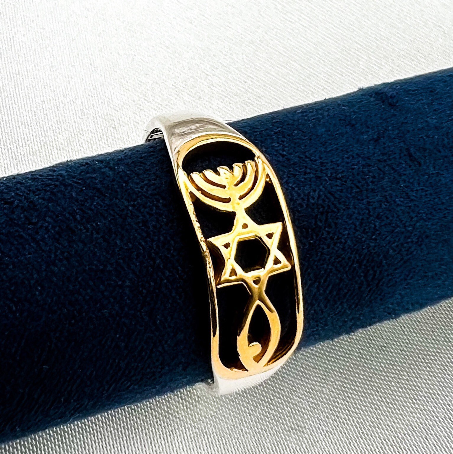 Grafted in Ring | Messianic Symbol Menorah Star Fish | Faith Jewelry ...