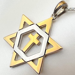 Messianic Star of David With Cross Pendant | Includes Silver 925 Chain ...