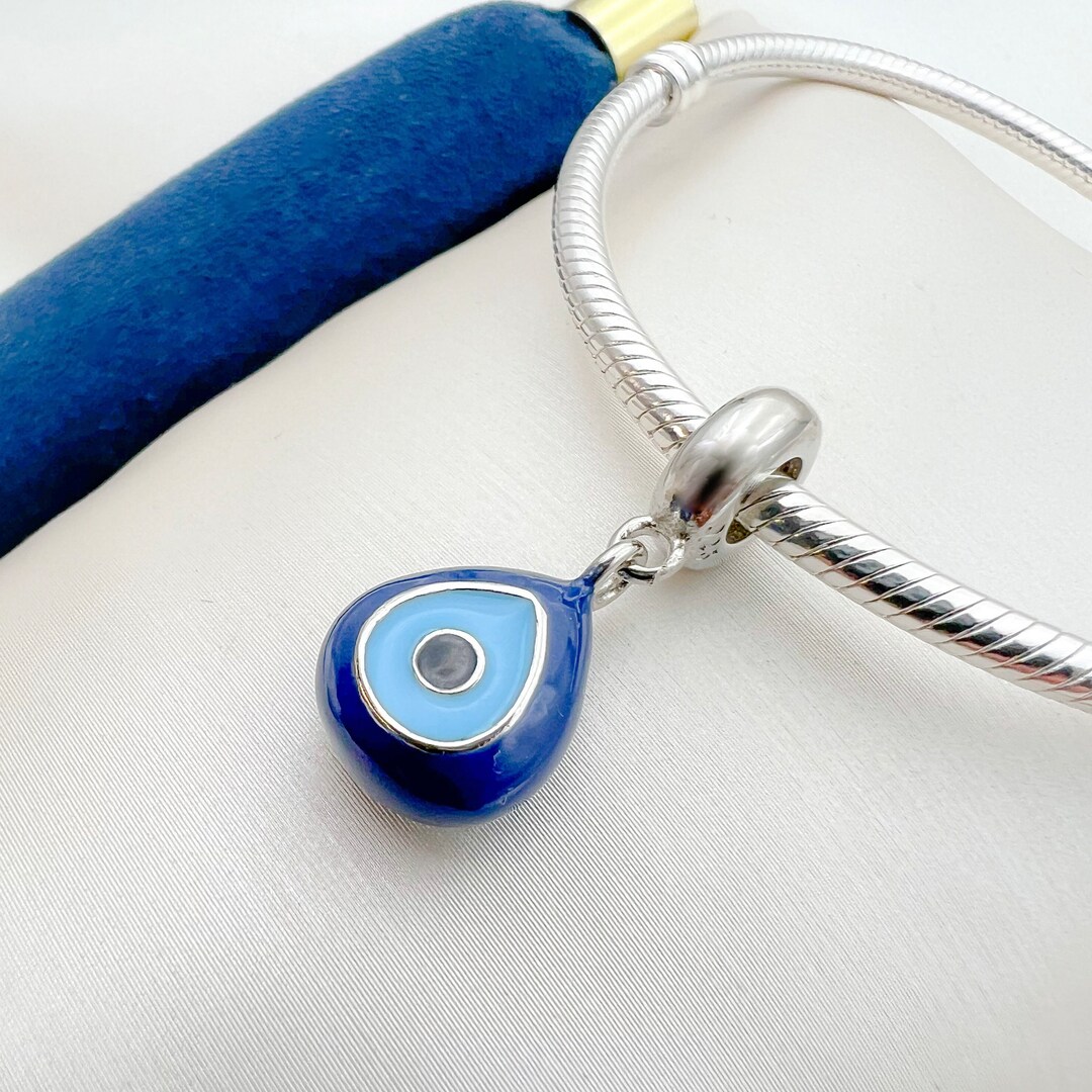 Nazar Amulet Blue Glass Turkish Charm Protect Against the Evil Eye Perfect for Pandora Bracelets ...