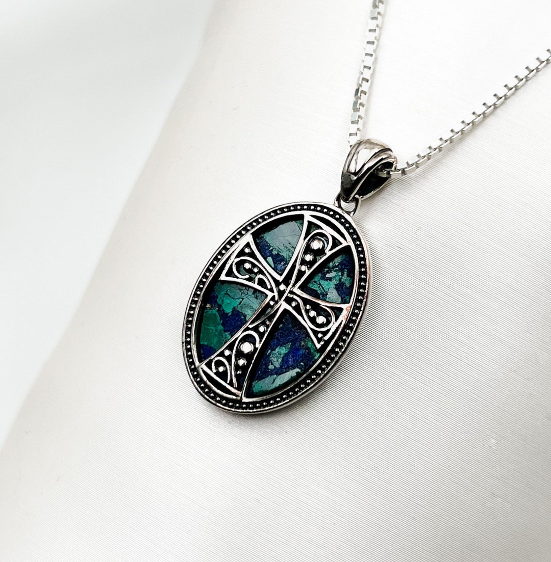 King Solomon Cross / Eilat Stone Cross Pendant (silver 925) Size: 0 ...