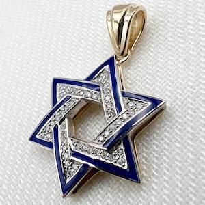 David Star Pendant 14k Gold & 48 Diamonds 0.32ct - Etsy
