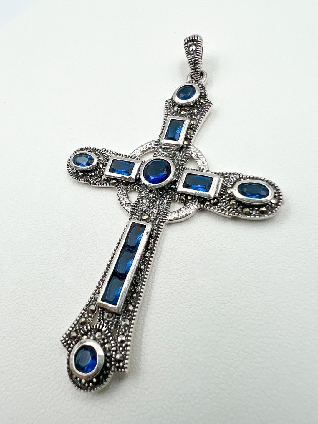 Orthodox Catholic Cross With Blue Sapphire Stones silver 925 - Etsy