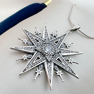 Artisan Star of Bethlehem/north Pendant - Big Size 925 Silver Adorned ...