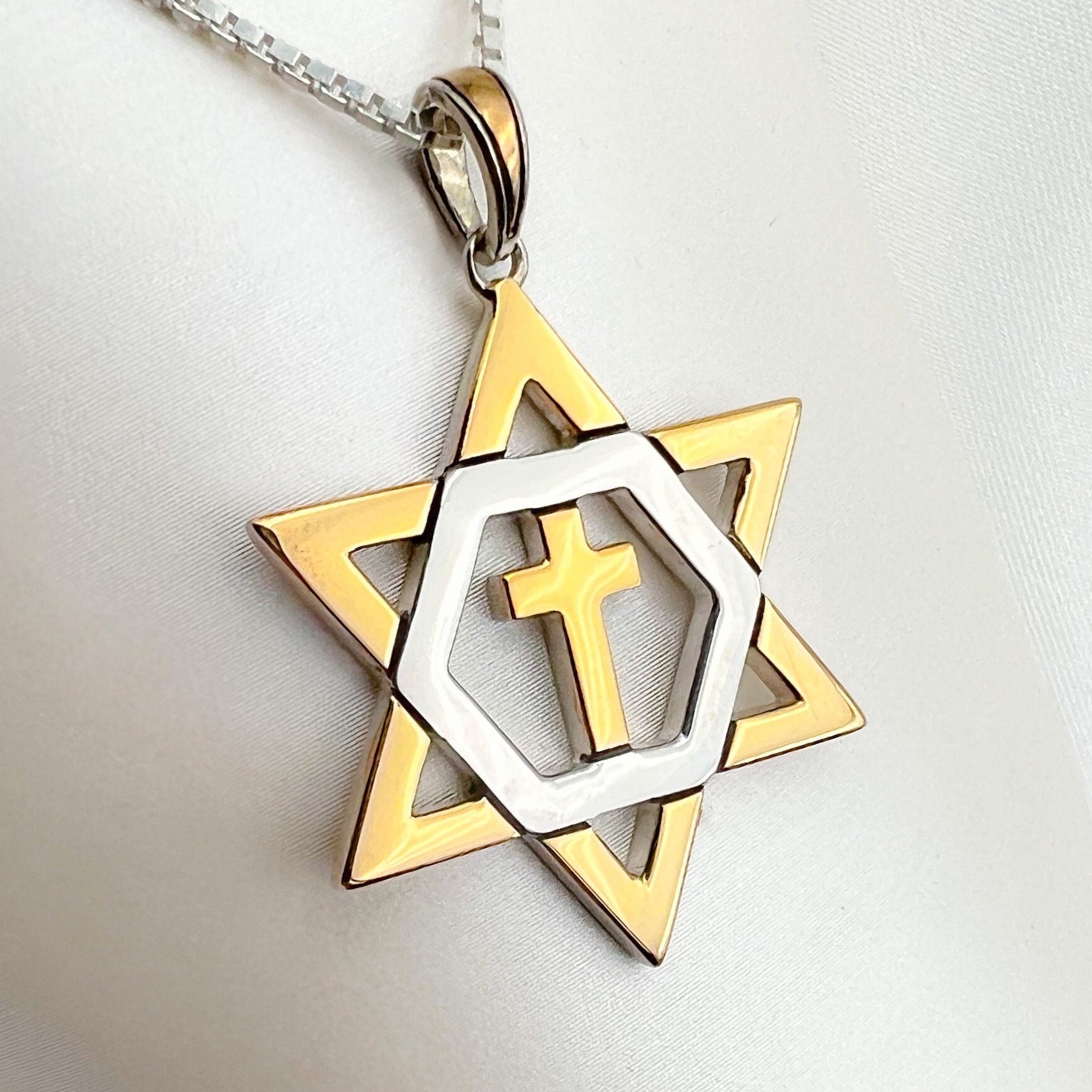 Messianic Star of David With Cross Pendant | Includes Silver 925 Chain ...