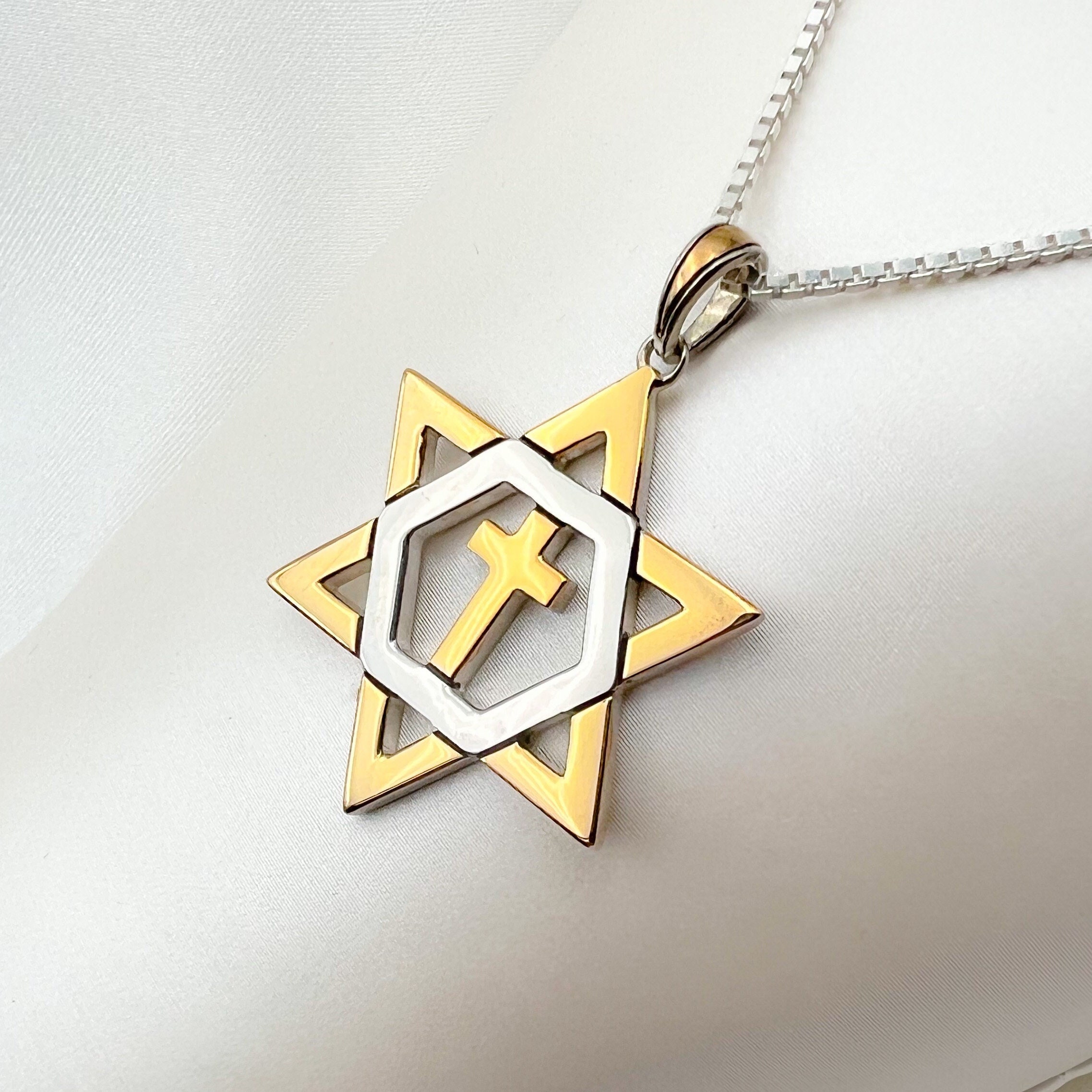 Messianic Star of David With Cross Pendant | Includes Silver 925 Chain ...