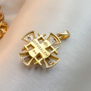 Jerusalem Cross 14k Gold Pendant With 25 Diamonds (0.35ct): Handmade ...