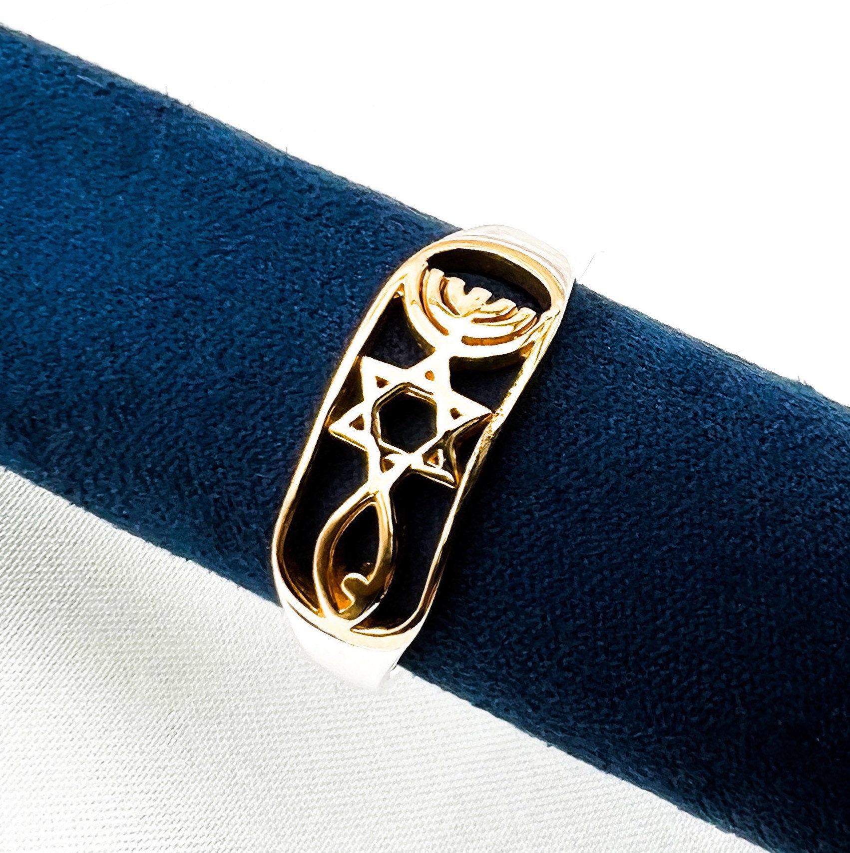Grafted in Ring | Messianic Symbol Menorah Star Fish | Faith Jewelry ...