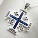 Jerusalem Cross Pendant | Blue Sapphire & Marcasite Accents | Silver ...