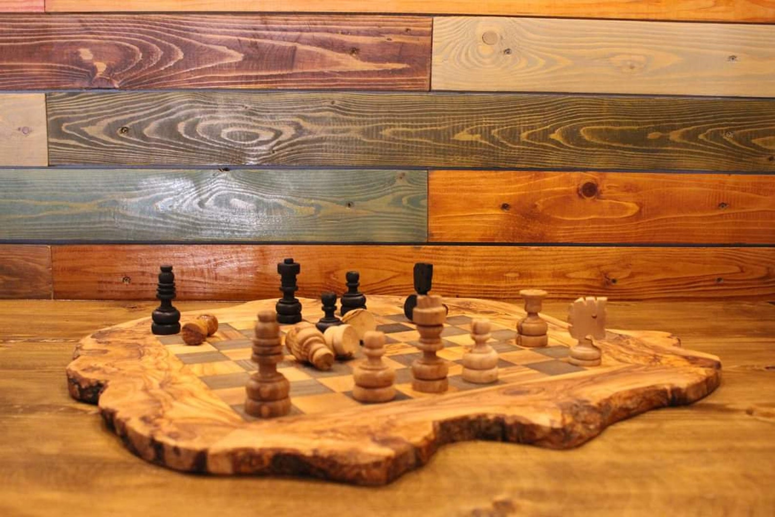 Complete Wooden Chess Games Board, Handmade Olive Wood Chess Set, Rough ...