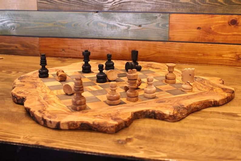 Complete Wooden Chess Games Board, Handmade Olive Wood Chess Set, Rough ...
