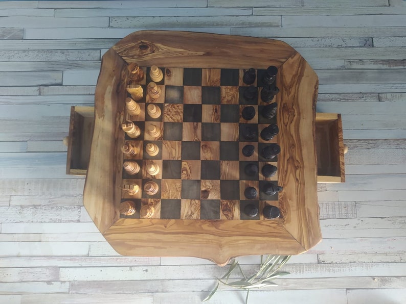 Olive Wood New Large Size Chess Board & Pieces, Handmade Wooden Chess ...