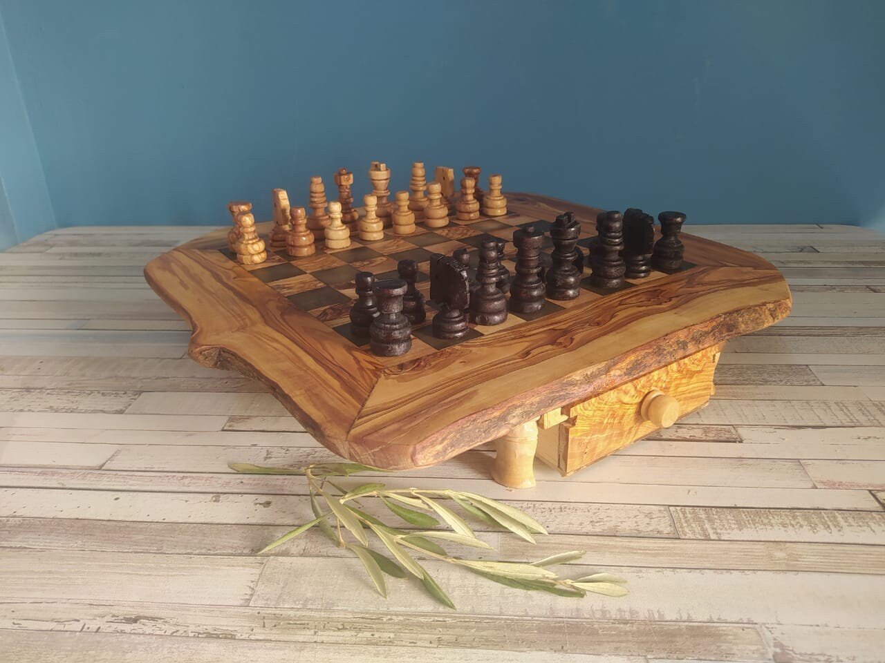 Olive Wood New Large Size Chess Board & Pieces, Handmade Wooden Chess ...