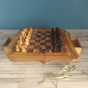 Olive Wood New Large Size Chess Board & Pieces, Handmade Wooden Chess ...