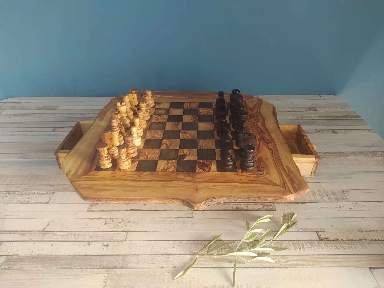 Olive Wood New Large Size Chess Board & Pieces, Handmade Wooden Chess ...