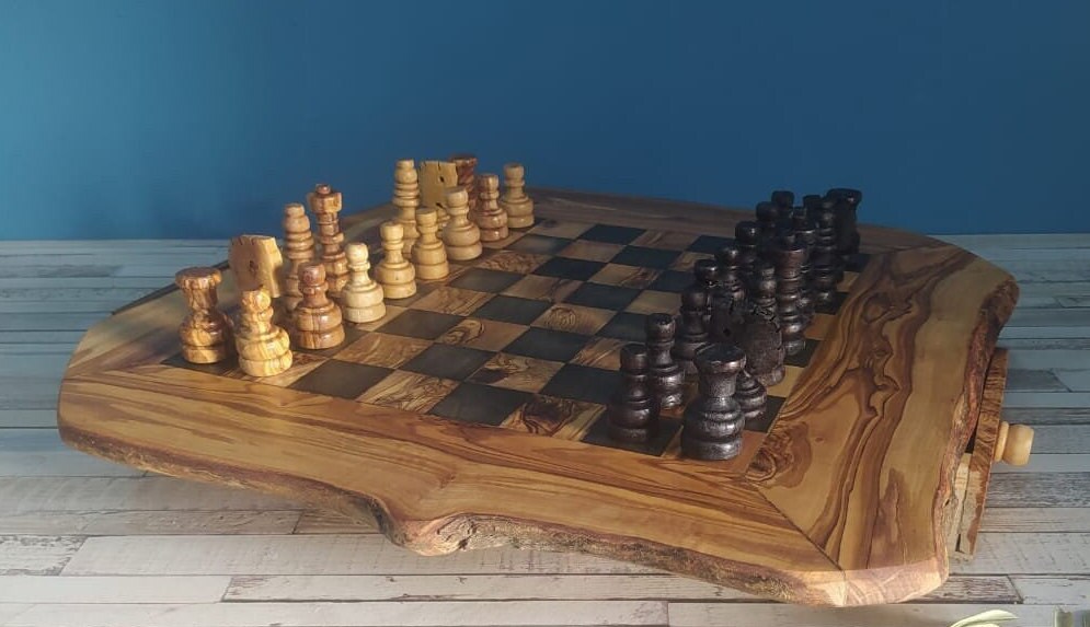 Olive Wood New Large Size Chess Board & Pieces, Handmade Wooden Chess ...