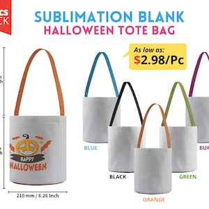 5x Halloween Basket Sublimation Blank, Halloween Bag Blanks, Poly Linen ...