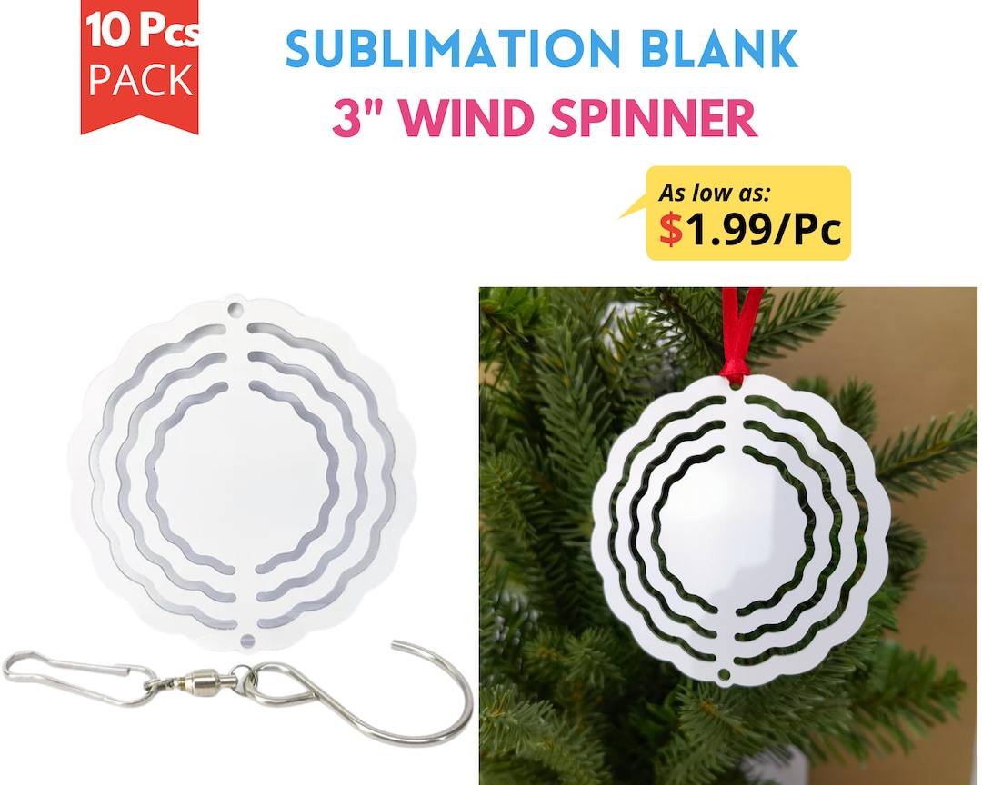 10 Pack Sublimation Wind Spinner 3 Inch | 3" Sublimation Blanks Wind ...