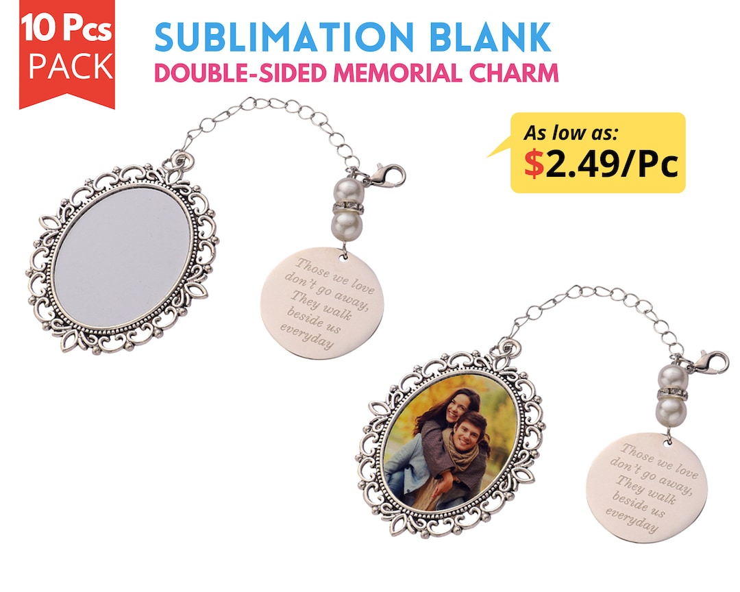 10 Pack Sublimation Bouquet Charm Blanks| Sublimation Memorial Photo ...