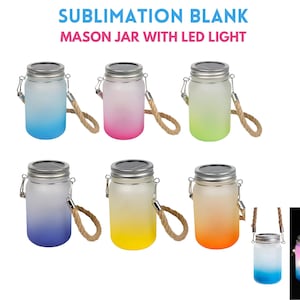 16oz Glass Mason Jar With Solar LED Light for Sublimation Printing ...