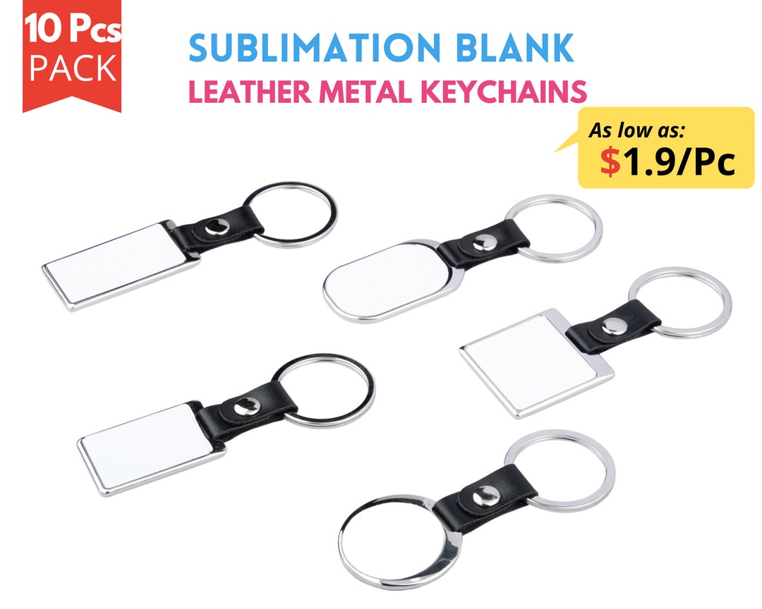 10 Pack Sublimation Keychain Blanks | Metal Keychain Blanks | Custom PU ...