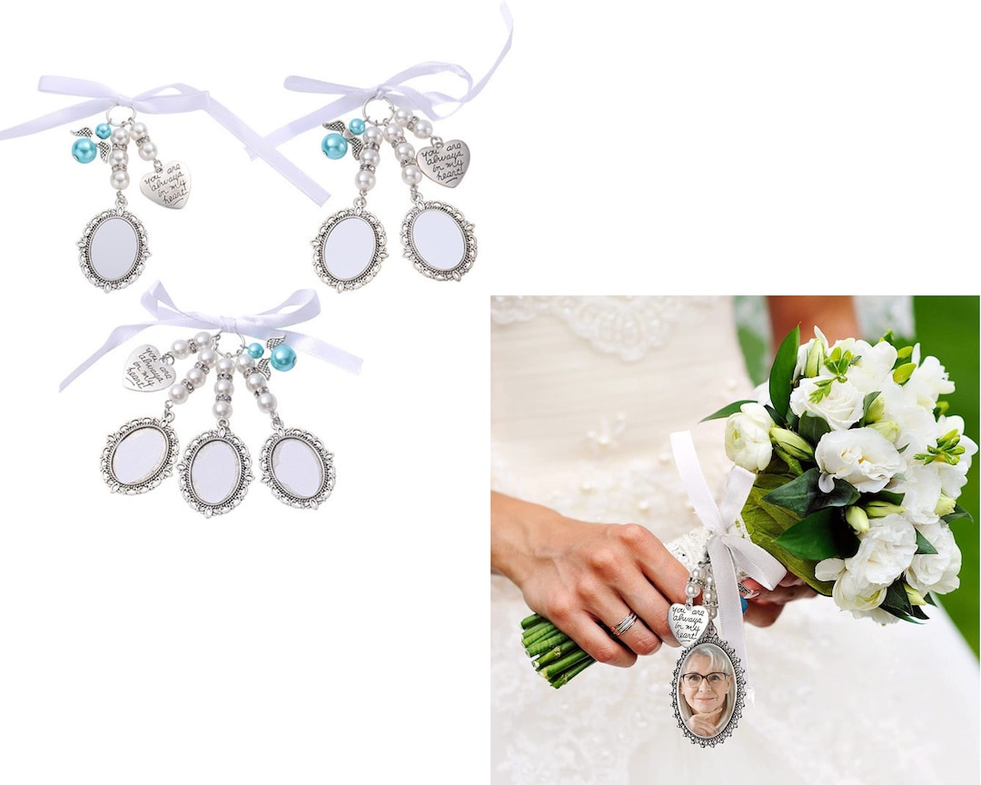 Sublimation Bouquet Photo Charm Blanks | Custom Photo Charm for Bridal Memorial Bouquet Charm ...