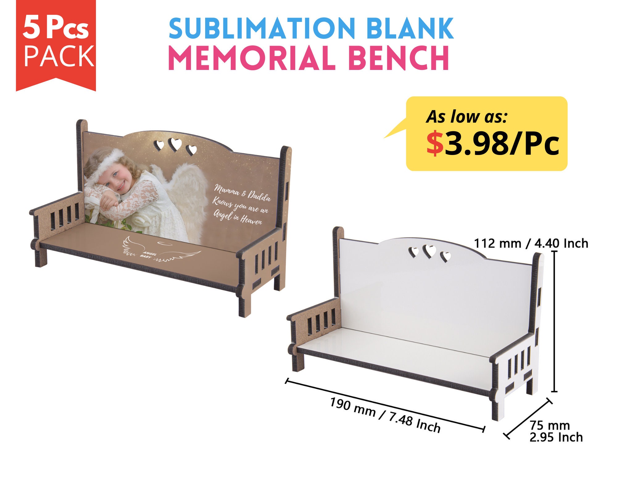 5x Pack Memorial Bench Sublimation Blanks MDF Hard Board - Etsy