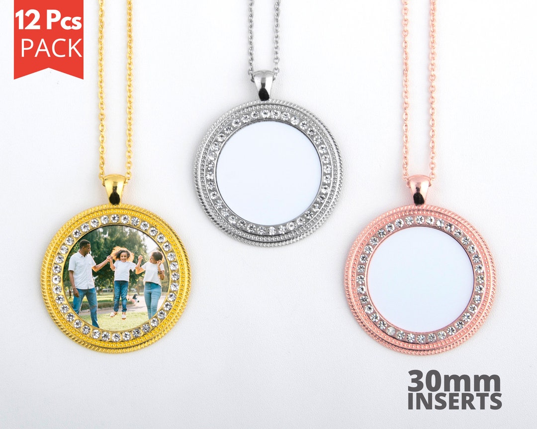 12x Round Pendant Necklace Sublimation Blanks | Hip-hop Jewelry | 30mm ...