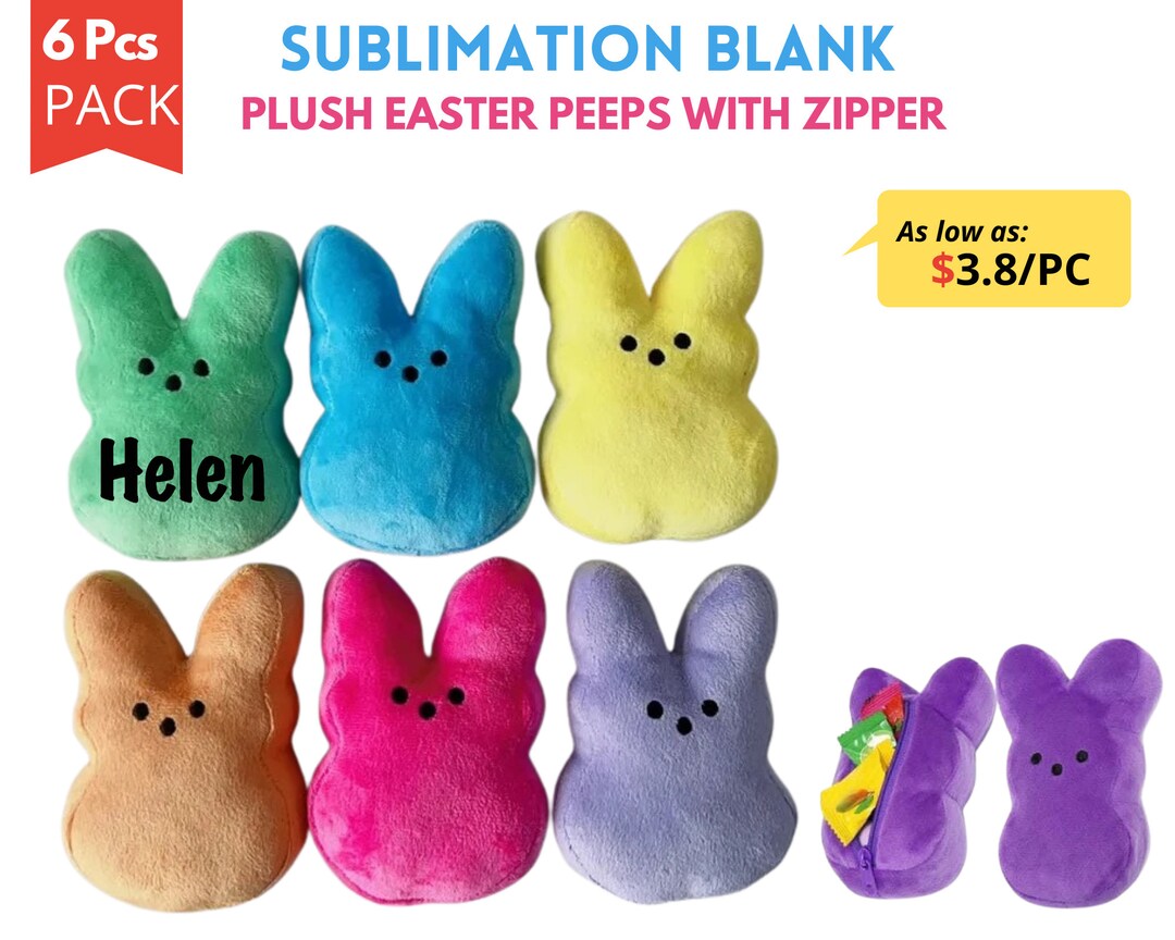 6x Pack Personalized Blank Easter Peeps | Sublimation Blank Stuffed ...