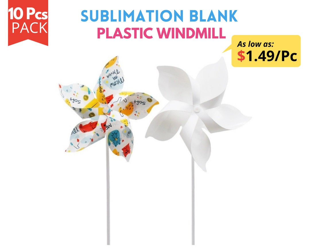 10pcs Pack Sublimation Windmill Blanks | Custom Blank Plastic Windmill ...