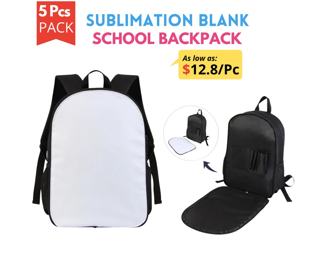 5x Pack 17" Sublimation School Backpack | Sublimation Blank Backpack ...
